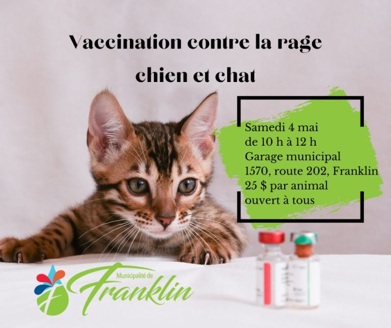 Vaccination contre la rage - Municipalité de Franklin